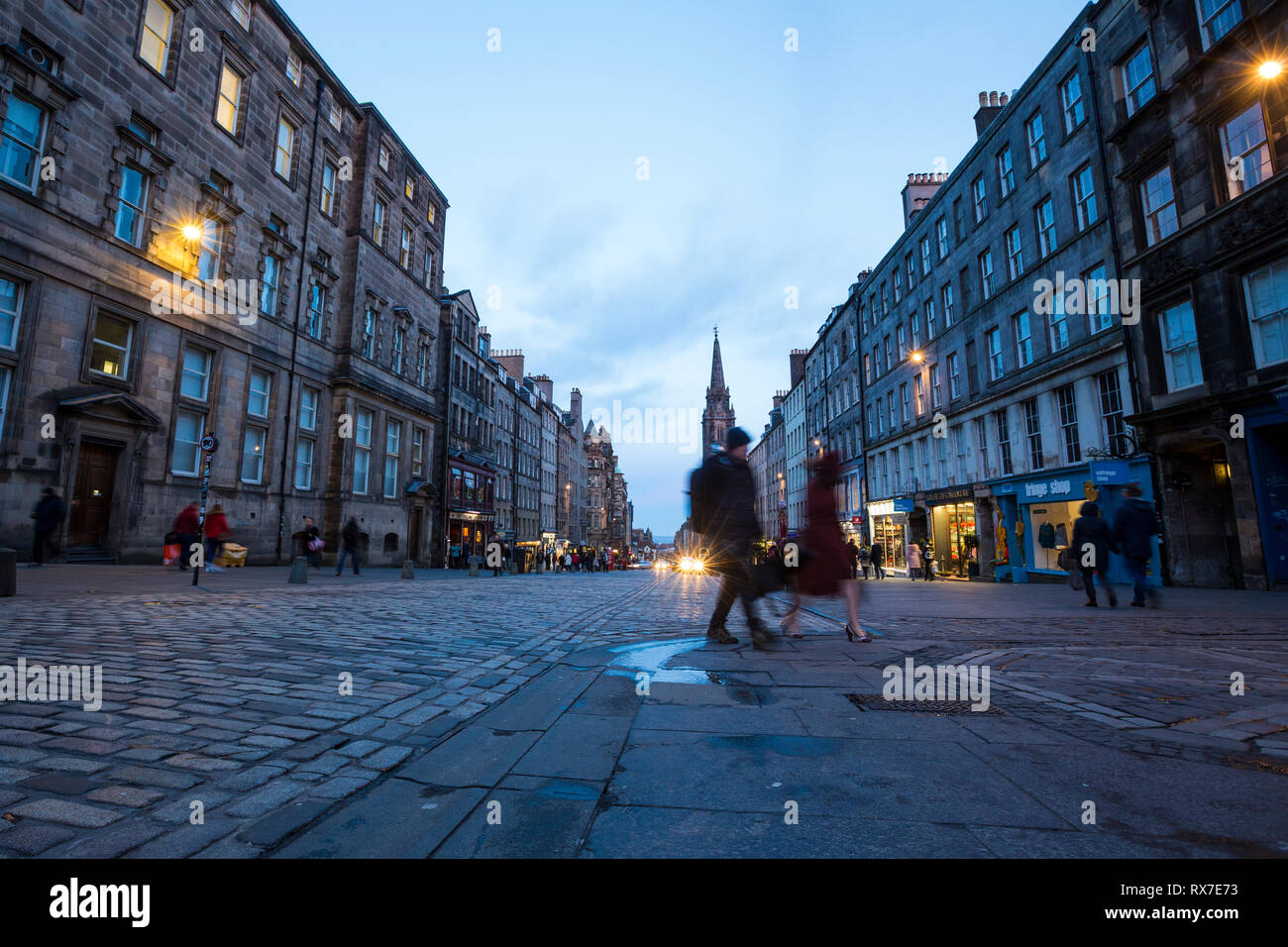 EDINBURGH, SCOTLAND - FEBRUARY 9, 2019 - The Royal Mile is the heart of ...