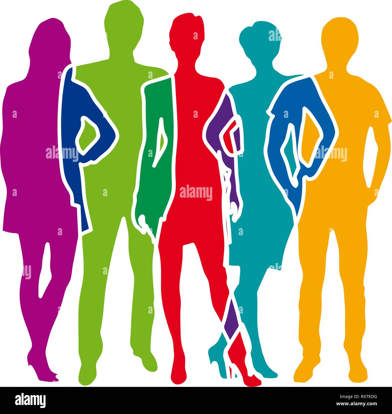 Vector sign abstract people at the work, in linear style Stock Vector ...