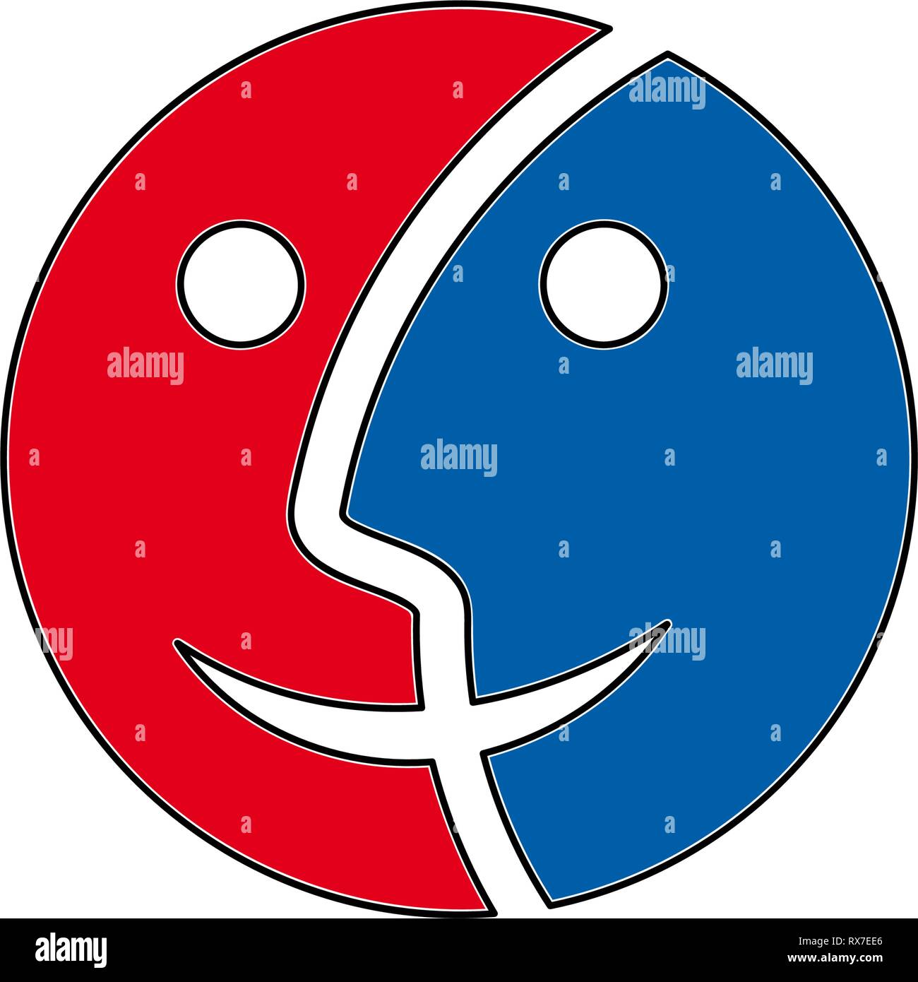 Vector sign abstract dual personality, in linear style Stock Vector ...