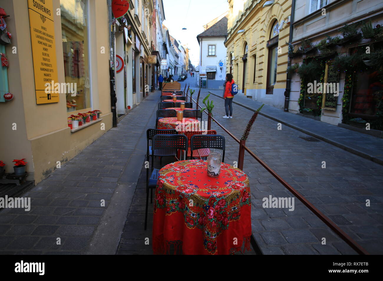 the view of radiceva street in Zagreb. The famous street in Zagreb ...