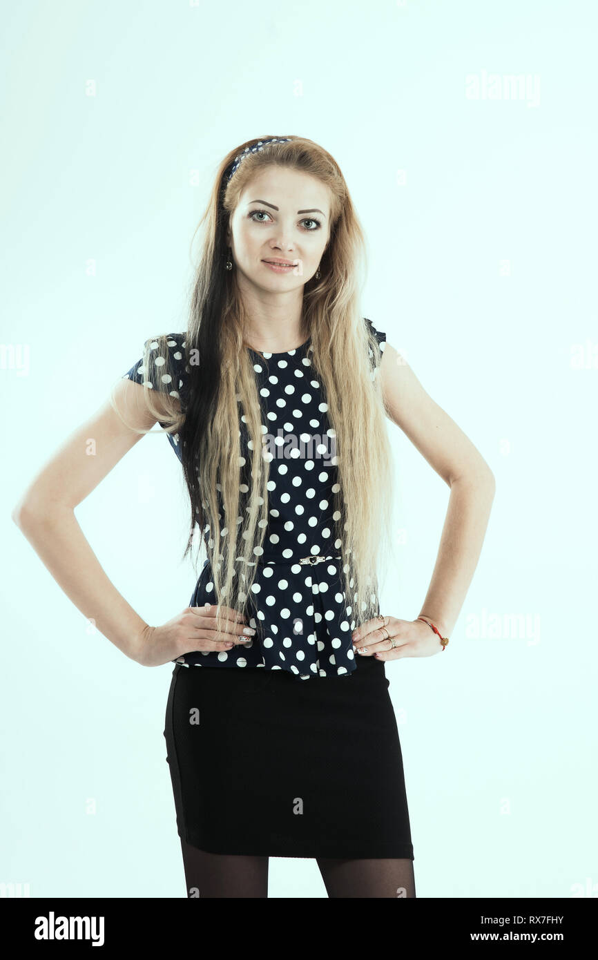 portrait of confident female administrator on a white background Stock ...
