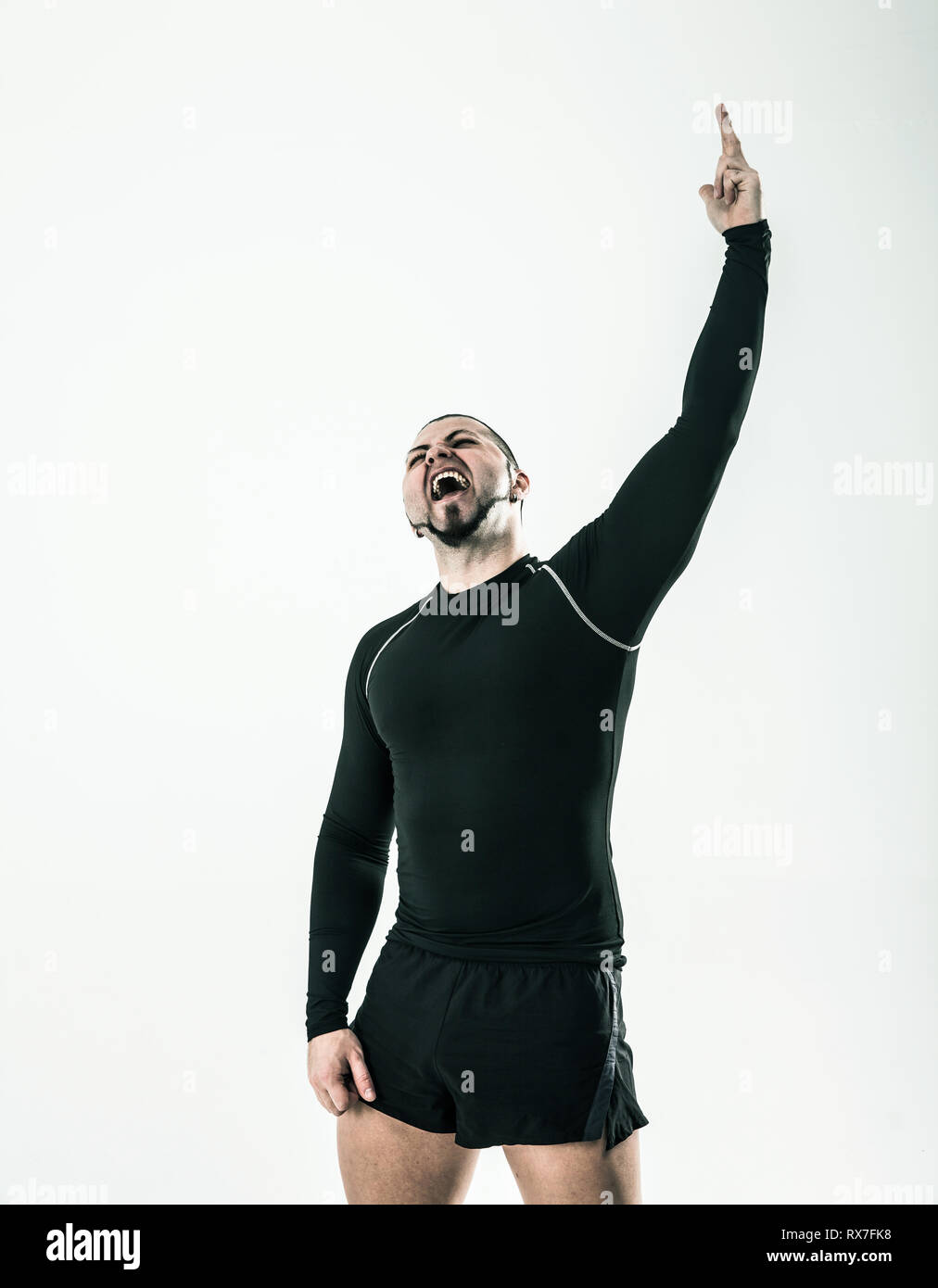 concept of victory in sports-happy bodybuilder rejoice their vic Stock ...