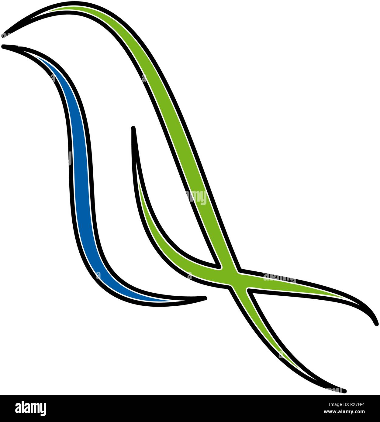 Vector sign abstract bird on branch, in linear style Stock Vector Image ...