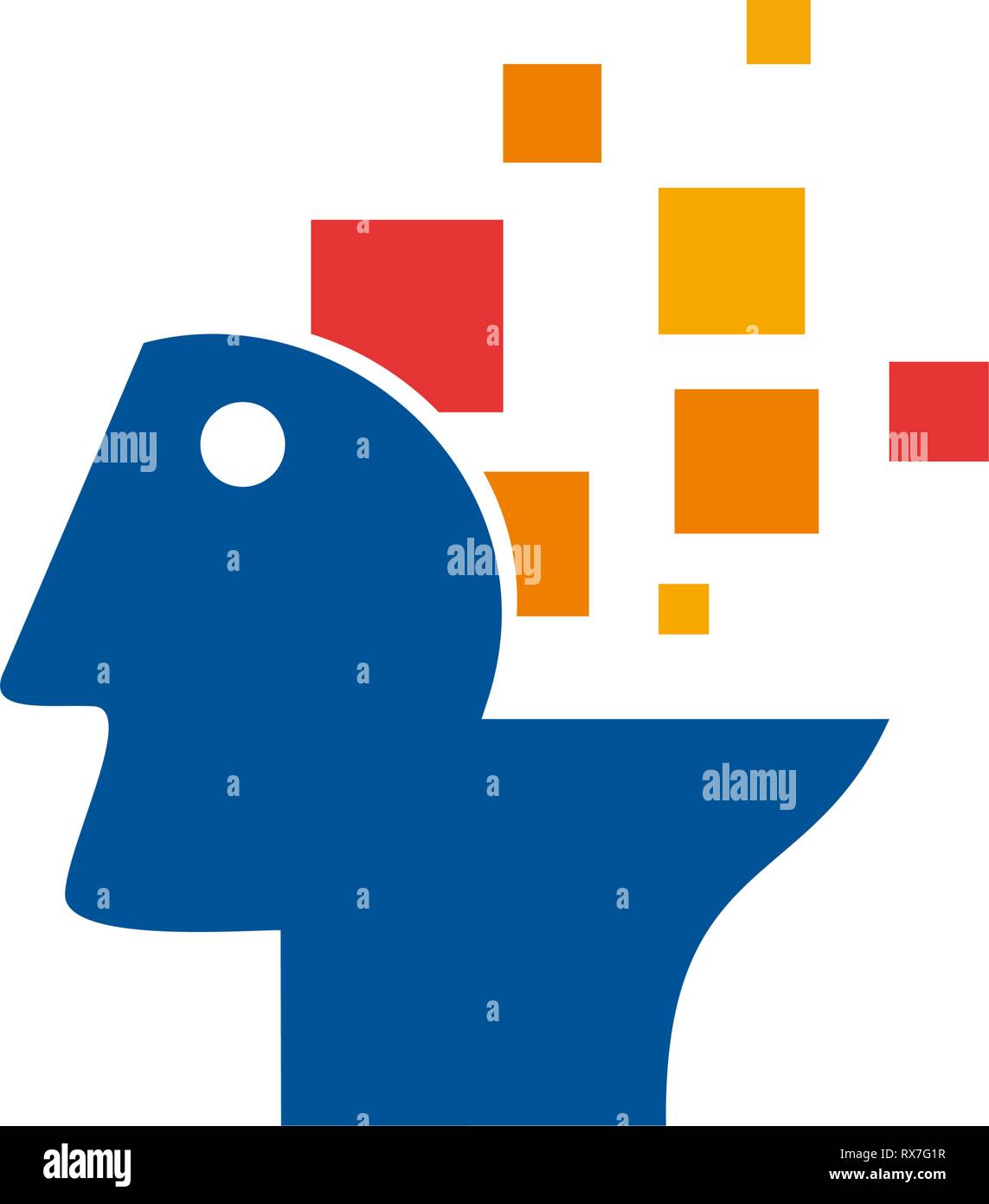 Vector logo digital generation, head and pixel in blue Stock Vector ...