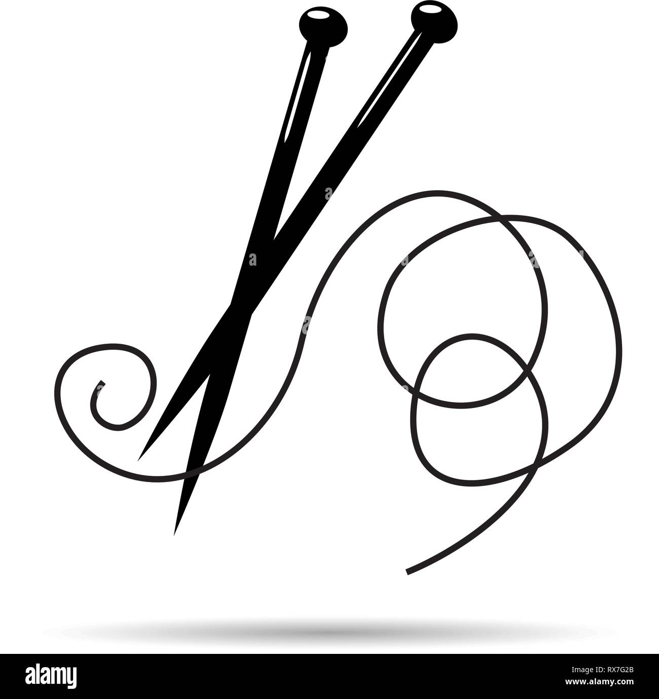 Knitting yarn needles icon Black and White Stock Photos & Images - Alamy