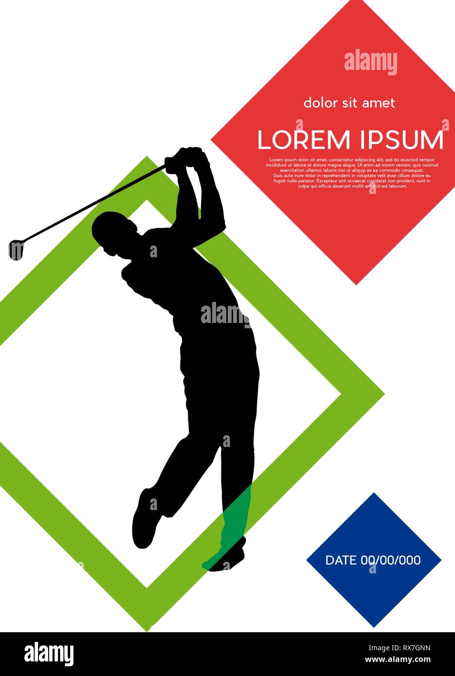 Golf club competition tournament, with squares background. Vertical ...