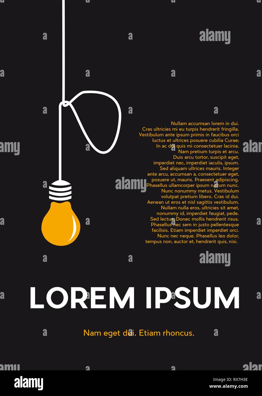 Bulb and knotted wire.Creative vector background for poster, cover book ...