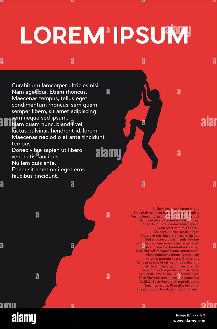 Rock climber, success and challenge concept.Creative vector background ...