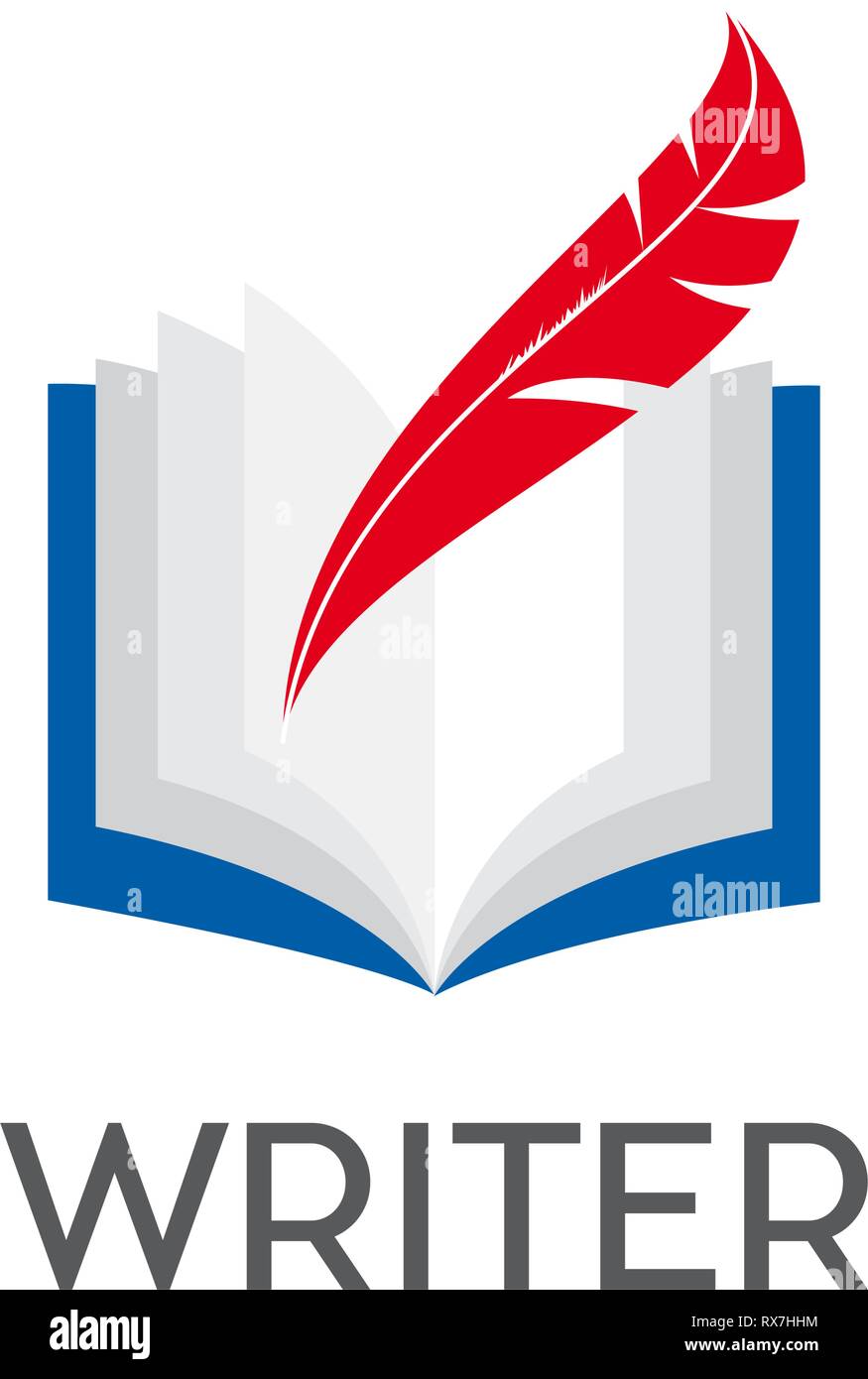 Vector logo writer. Inkwell on book Stock Vector Image & Art - Alamy