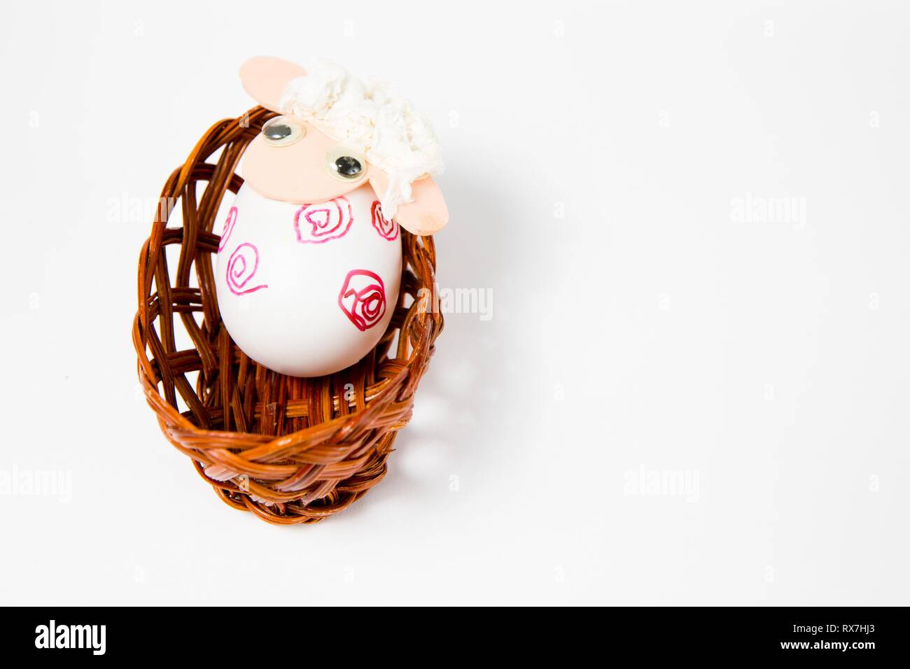 Ornate eggshells as ship - lamb in the nest - hand made easter ...