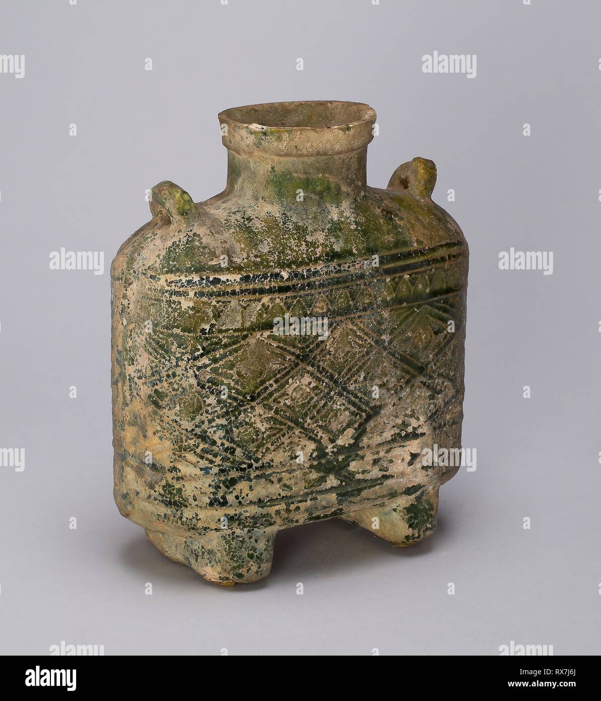 Rectangular Bottle with Loop Handles. China. Date: 25 AD-220 AD ...