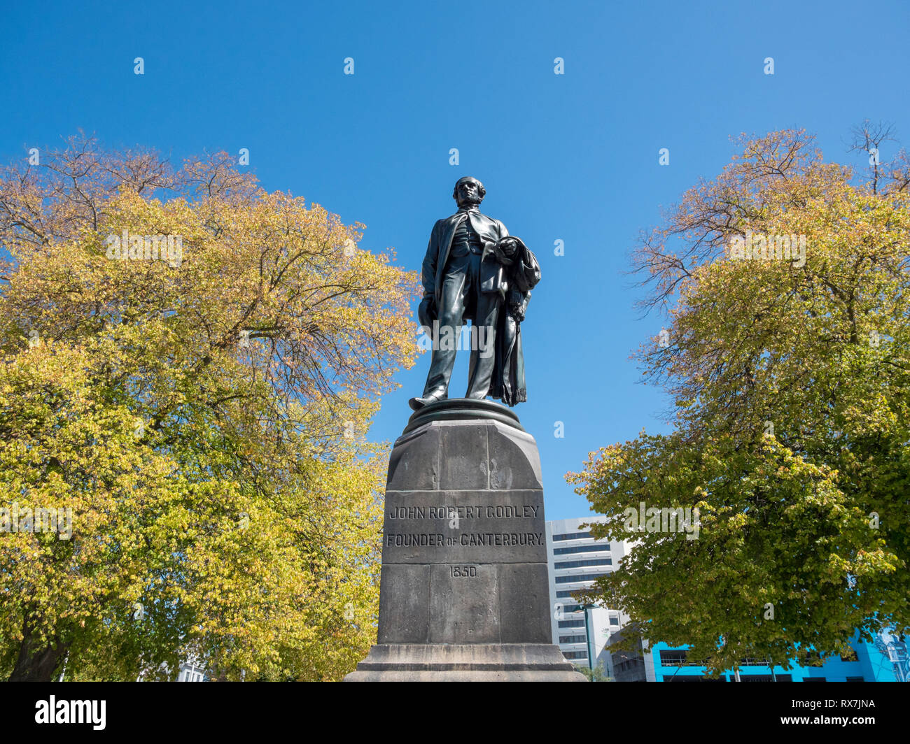 A statue of John Robert Godley, founder of Camterbury New Zealand in ...