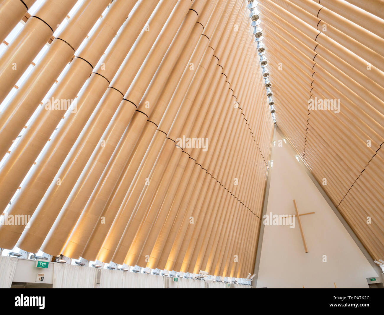 The insode of the roof of the Transitional Cathedral, Christchurch, New ...