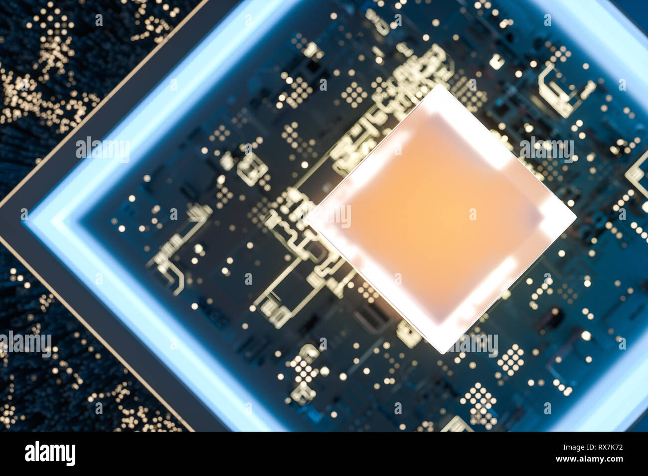 golden glowing circuit components, 3d rendering Stock Photo - Alamy