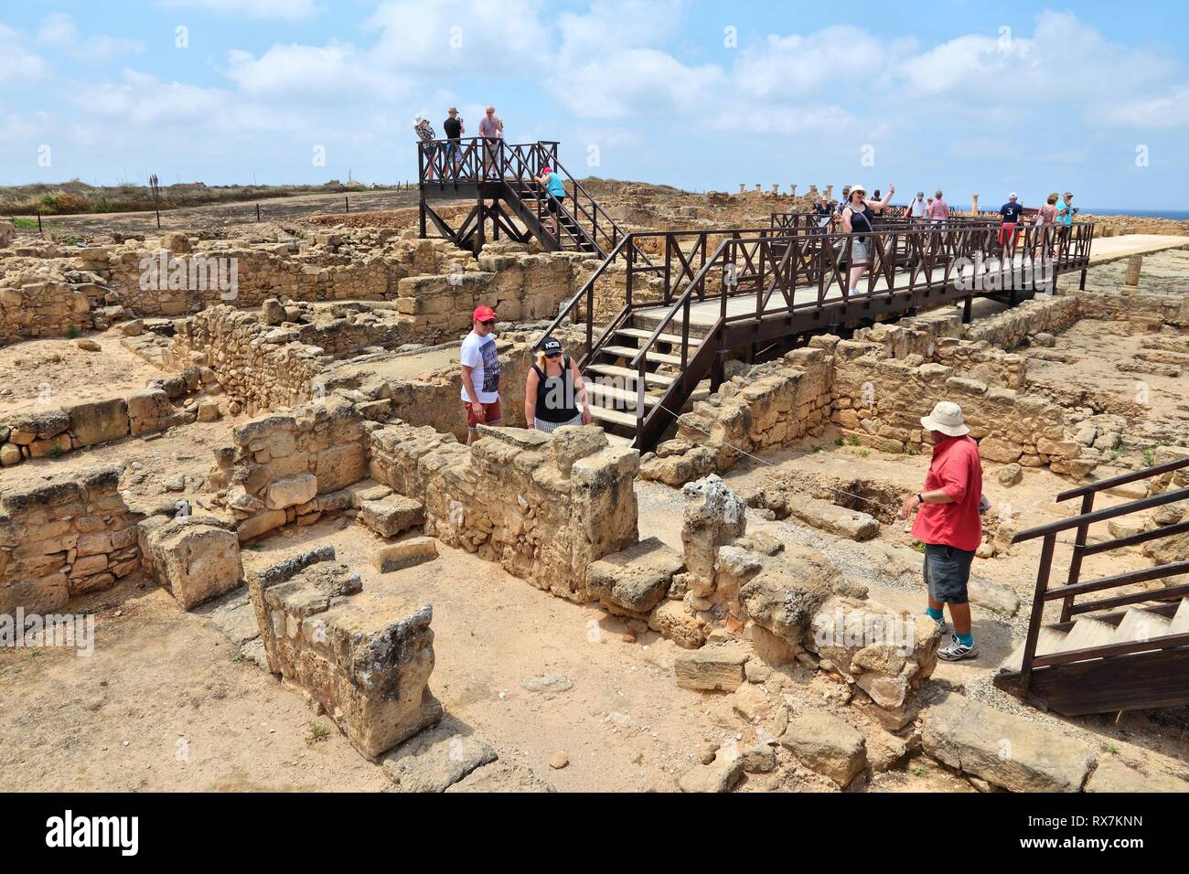 PAPHOS, CYPRUS - MAY 13, 2014: People visit Kato Paphos archeological ...