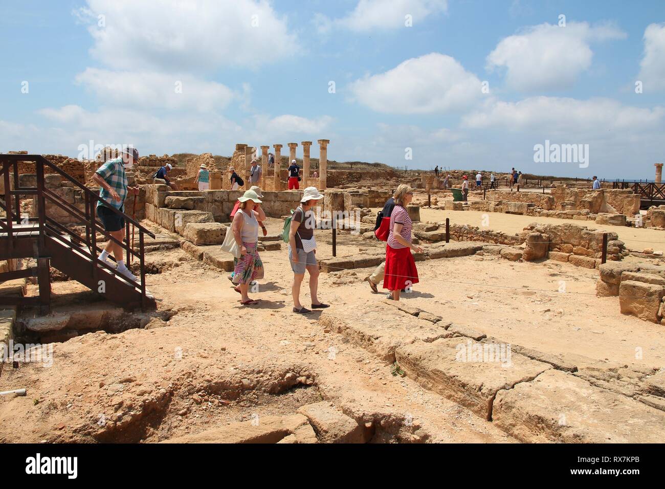PAPHOS, CYPRUS - MAY 13, 2014: People visit Kato Paphos archeological ...