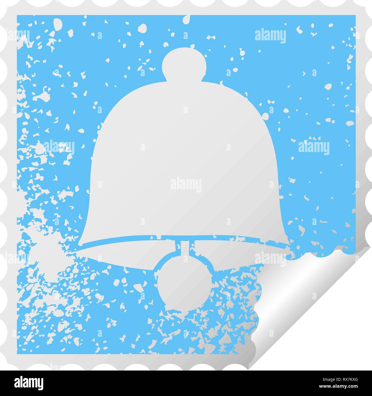 distressed square peeling sticker symbol of a brass bell Stock Vector ...