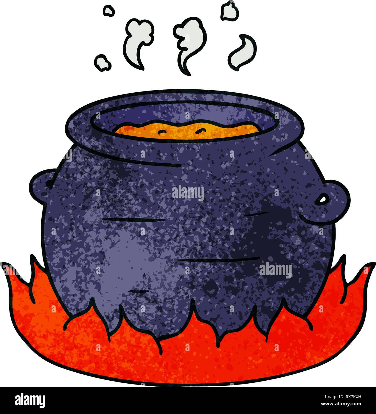 hand drawn textured cartoon doodle of a pot of stew Stock Vector Image ...