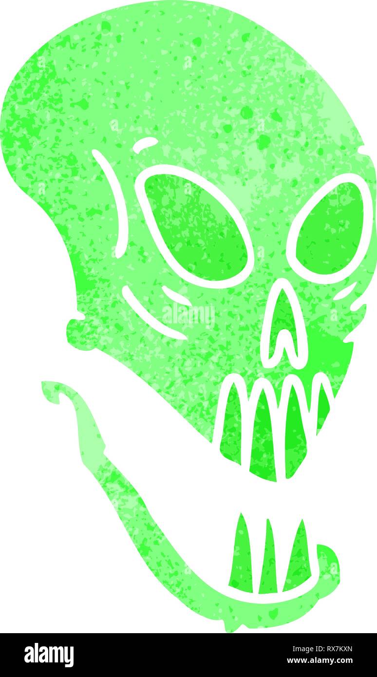 hand drawn retro cartoon doodle of a skull head Stock Vector Image ...