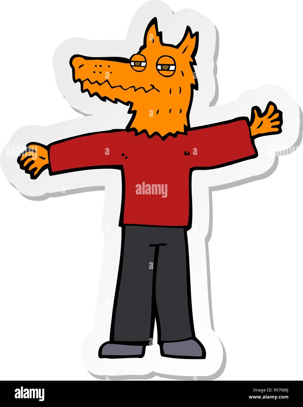 sticker of a cartoon happy fox man Stock Vector Image & Art - Alamy
