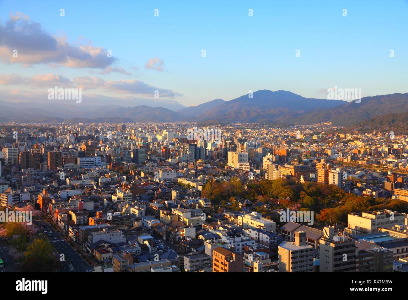 Kyoto, Japan - city in the region of Kansai. Aerial view with ...