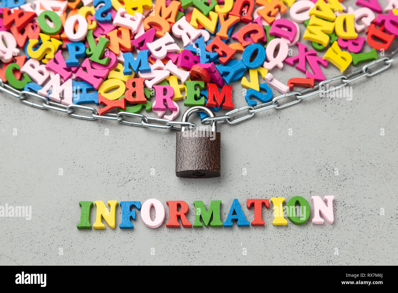 Closed or hidden information. Letters of information symbol wrapped in ...