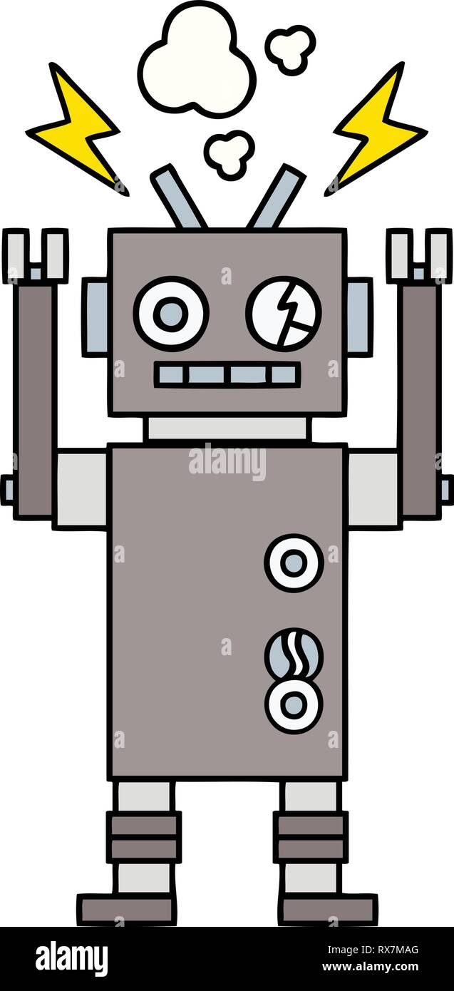 cute cartoon of a malfunctioning robot Stock Vector Image & Art - Alamy