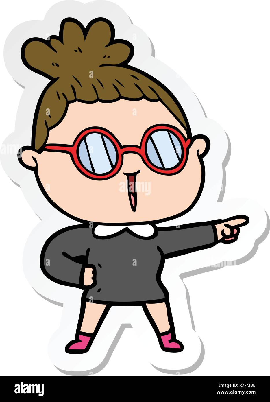 sticker of a cartoon woman wearing spectacles Stock Vector Image & Art ...