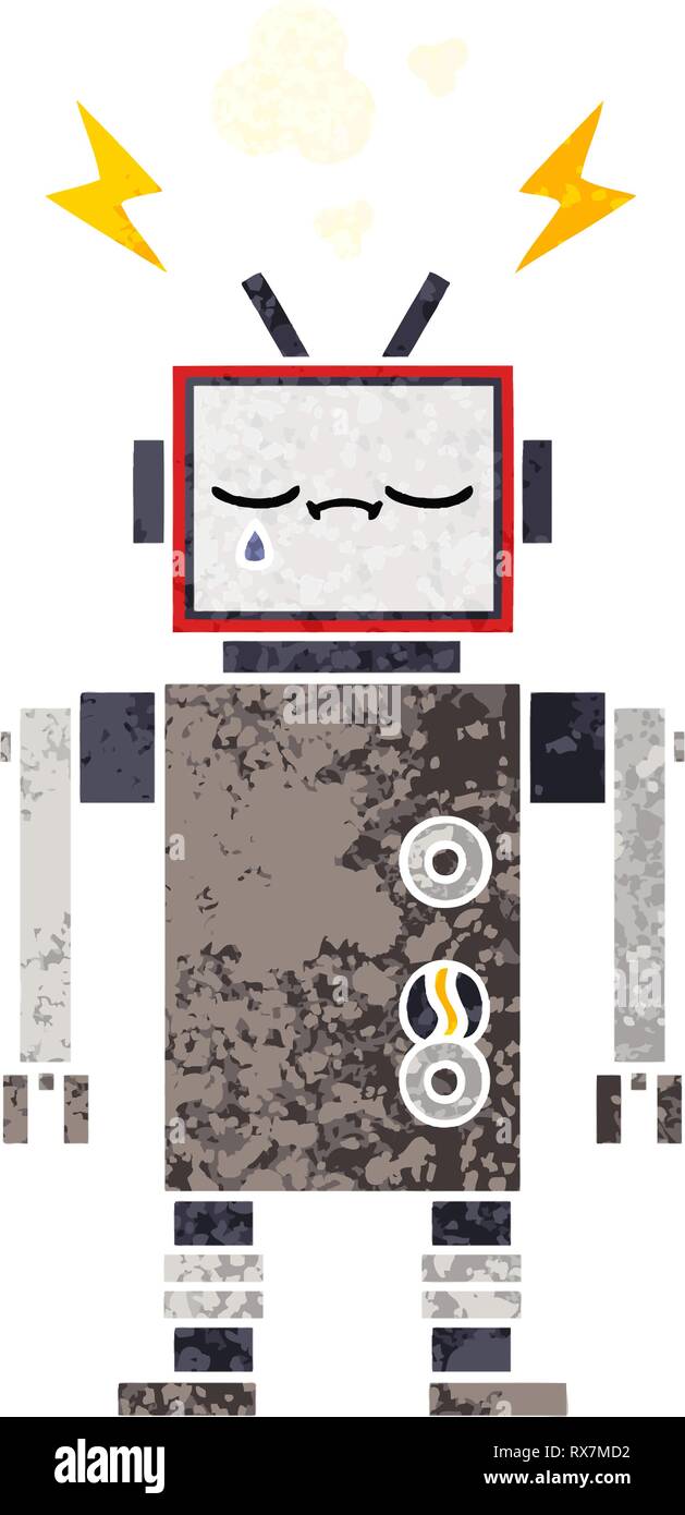 retro illustration style cartoon of a robot Stock Vector Image & Art ...