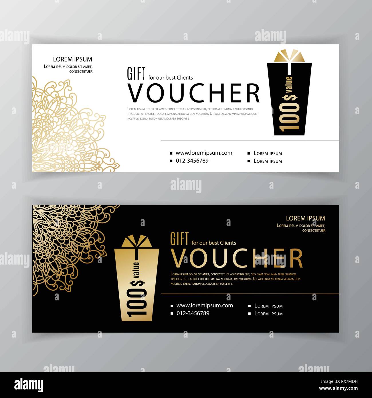 Vector gift voucher template. Universal flyer for business. Clean ...