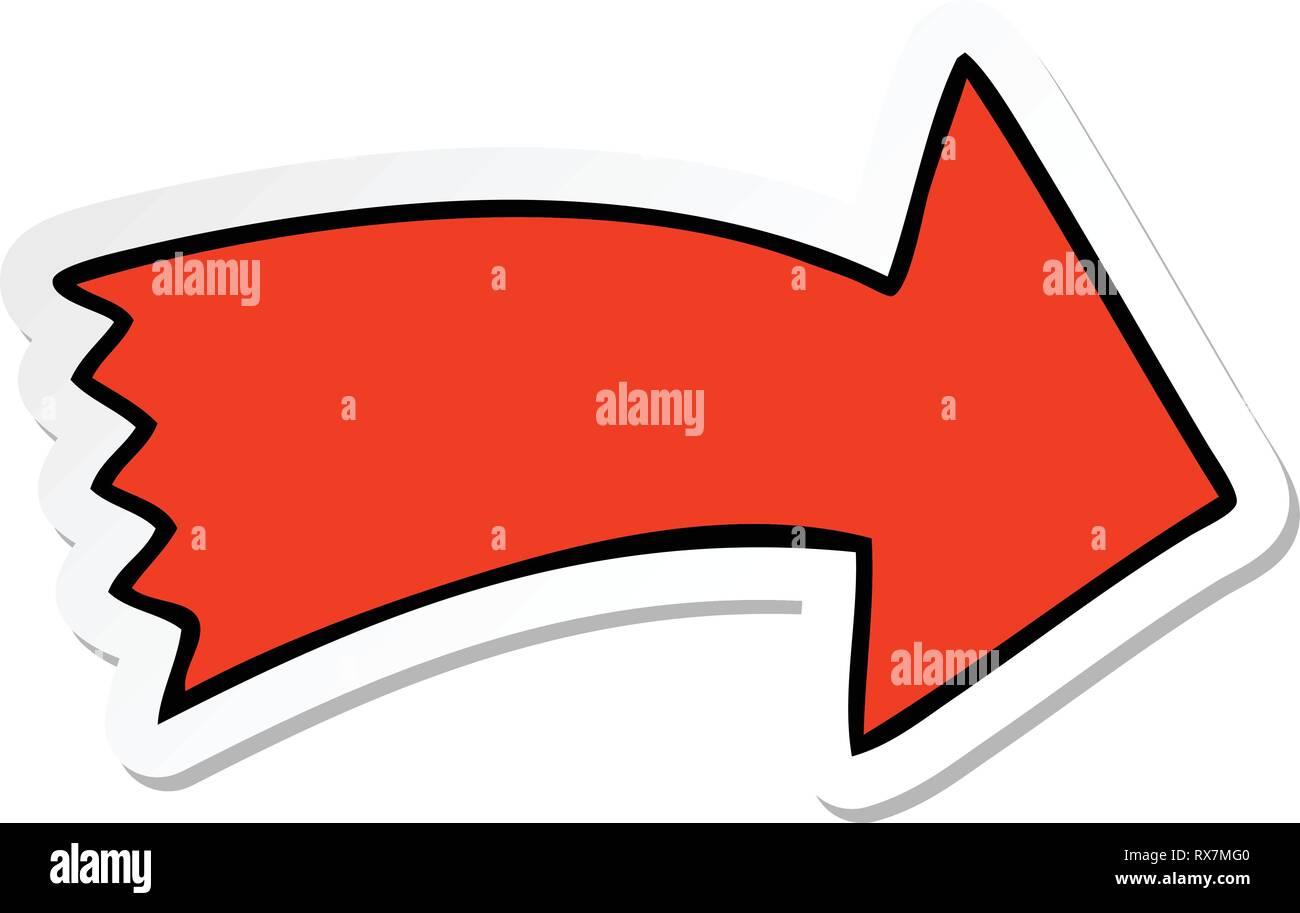 sticker of a quirky hand drawn cartoon arrow Stock Vector Image & Art ...