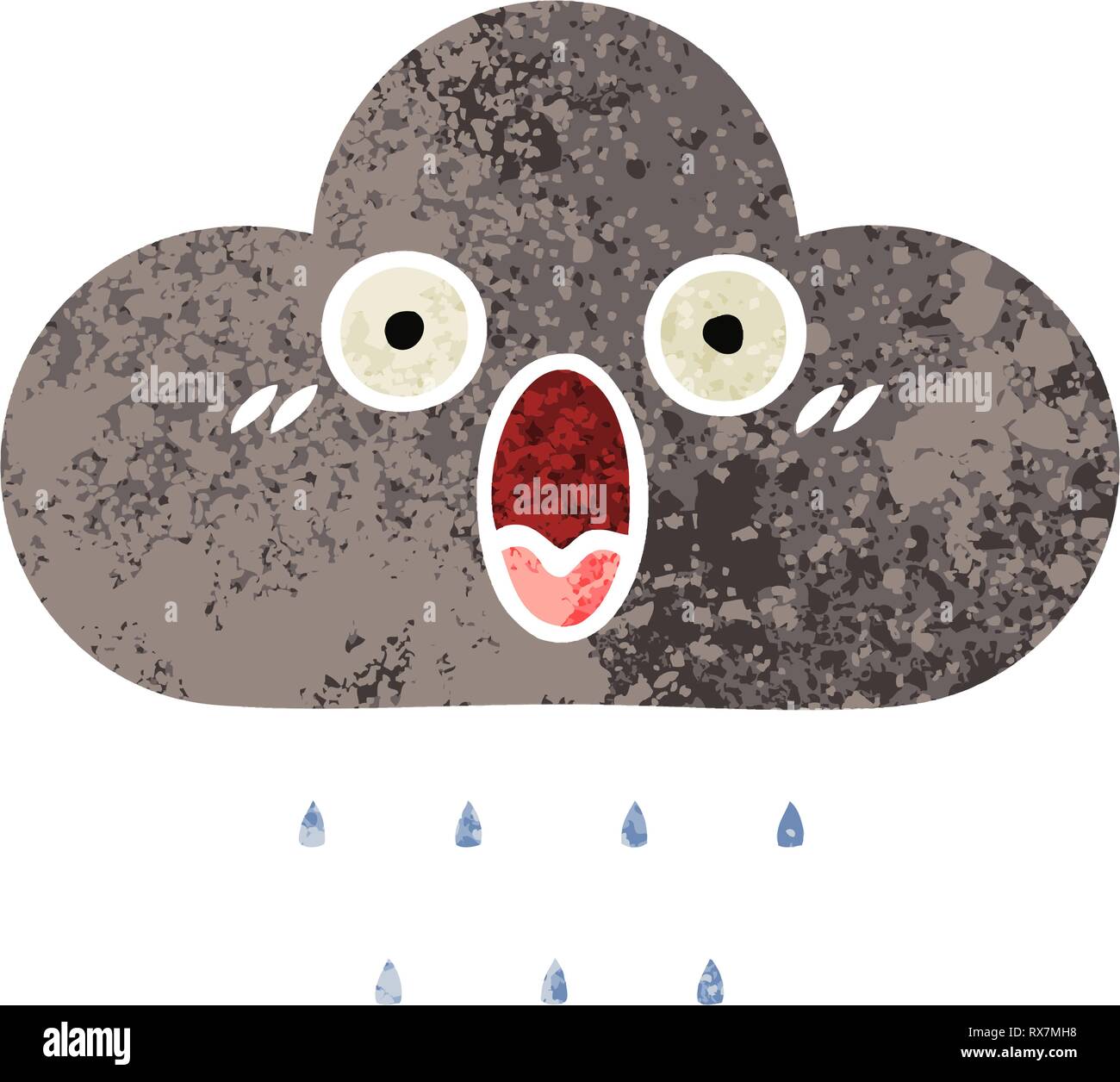 retro illustration style cartoon of a storm rain cloud Stock Vector ...