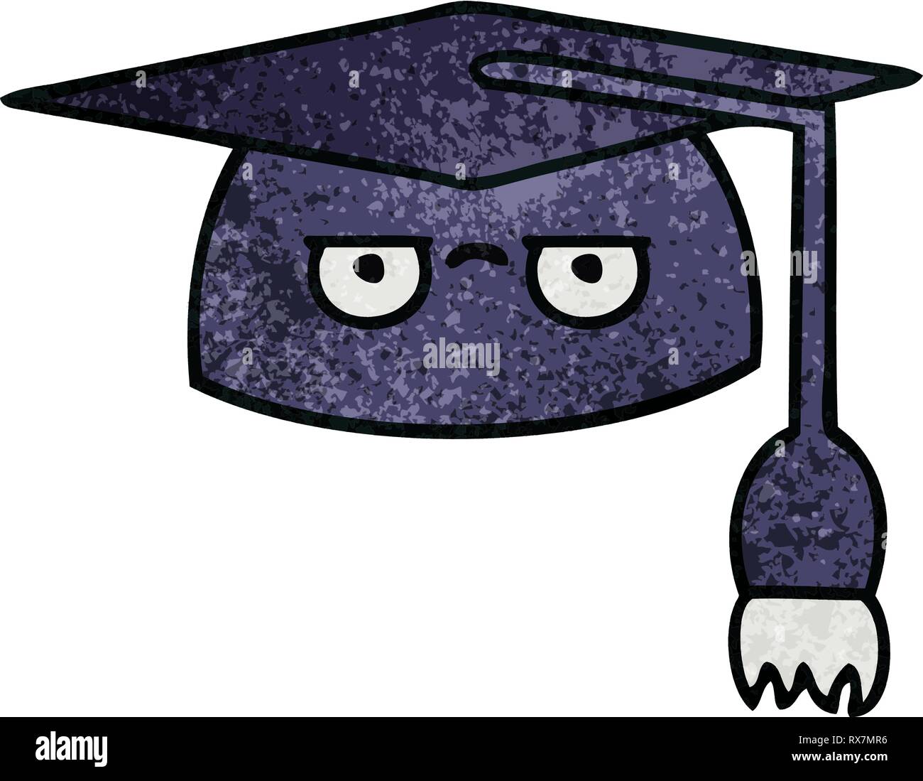 retro grunge texture cartoon of a graduation hat Stock Vector Image ...