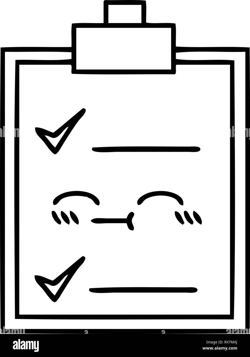 line drawing cartoon of a check list Stock Vector Image & Art - Alamy
