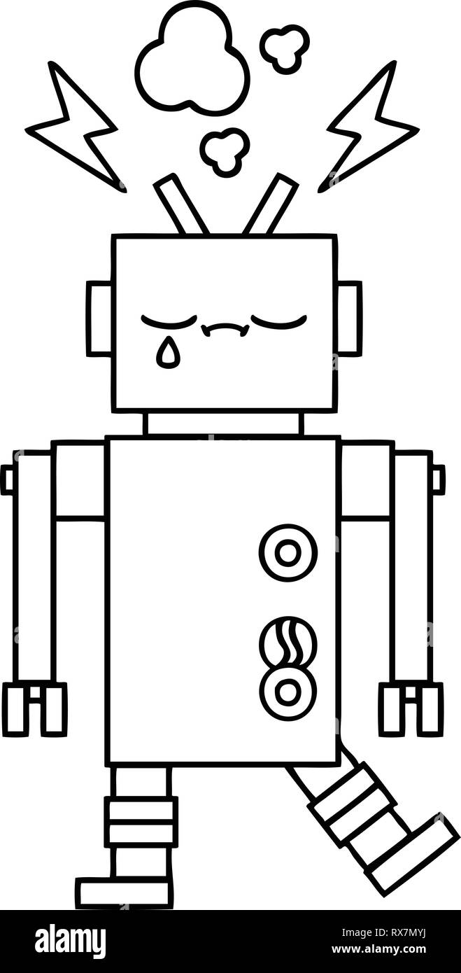 line drawing cartoon of a robot Stock Vector Image & Art - Alamy