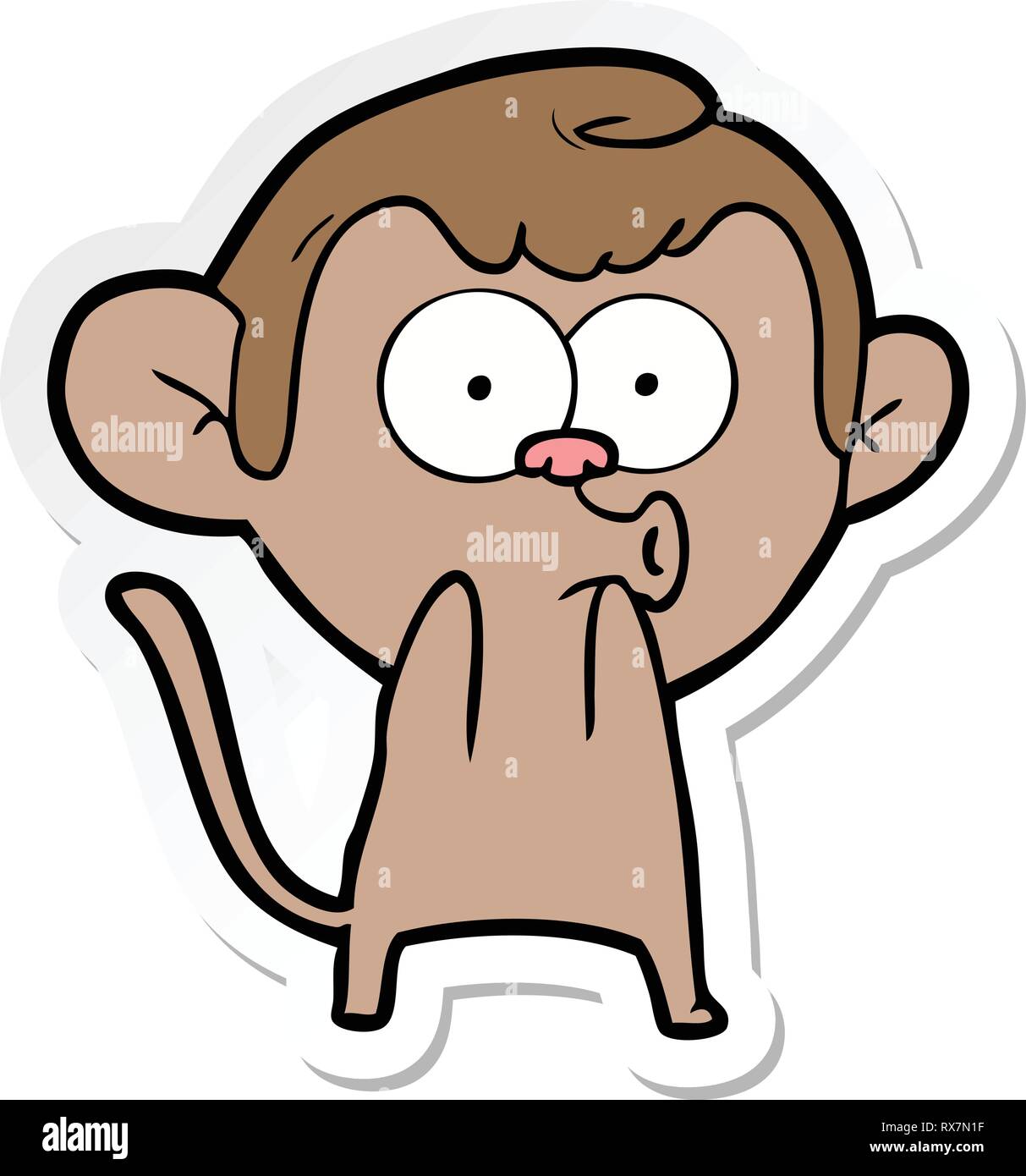sticker of a cartoon surprised monkey Stock Vector Image & Art - Alamy