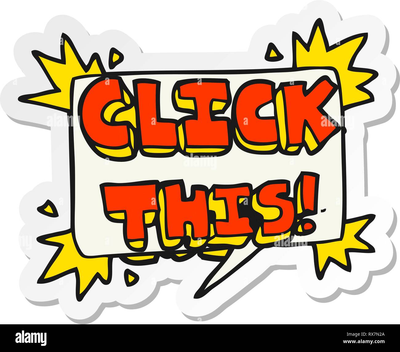 sticker of a cartoon click here sign Stock Vector Image & Art - Alamy