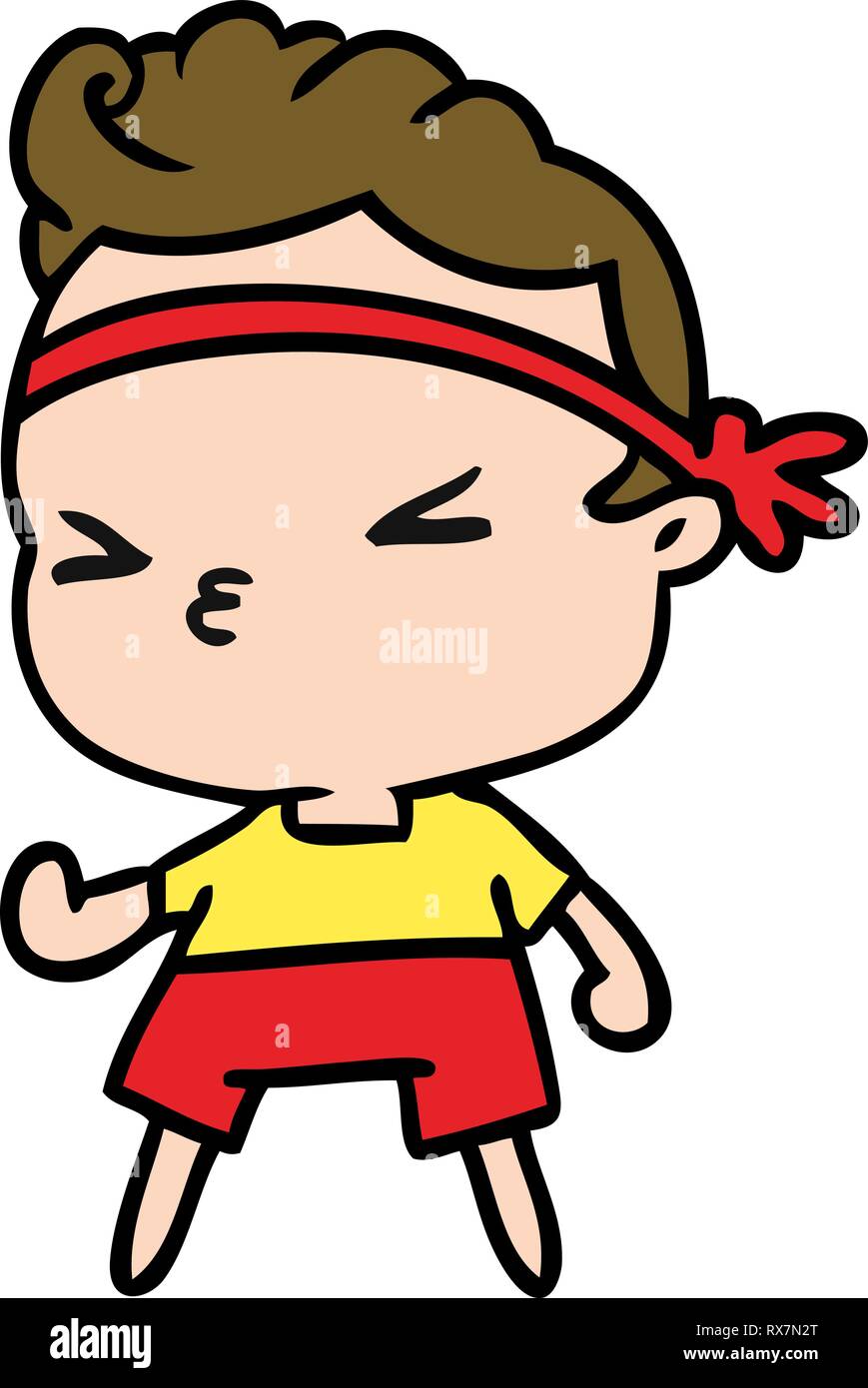 cartoon illustration kawaii working out boy Stock Vector Image & Art ...