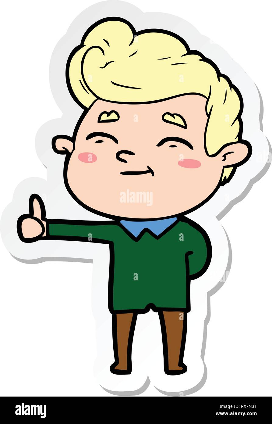 sticker of a happy cartoon man Stock Vector Image & Art - Alamy