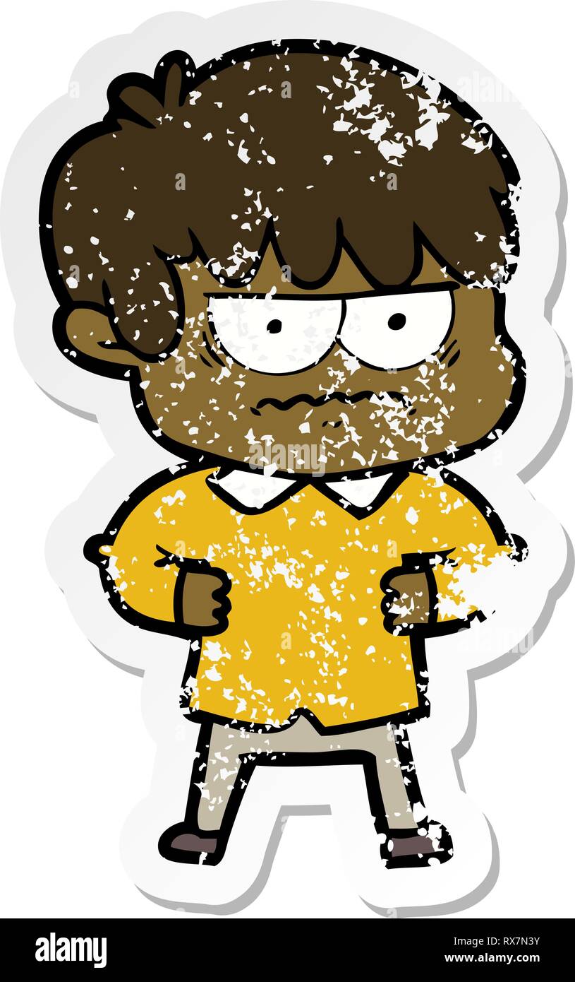 distressed sticker of a annoyed cartoon boy Stock Vector Image & Art ...