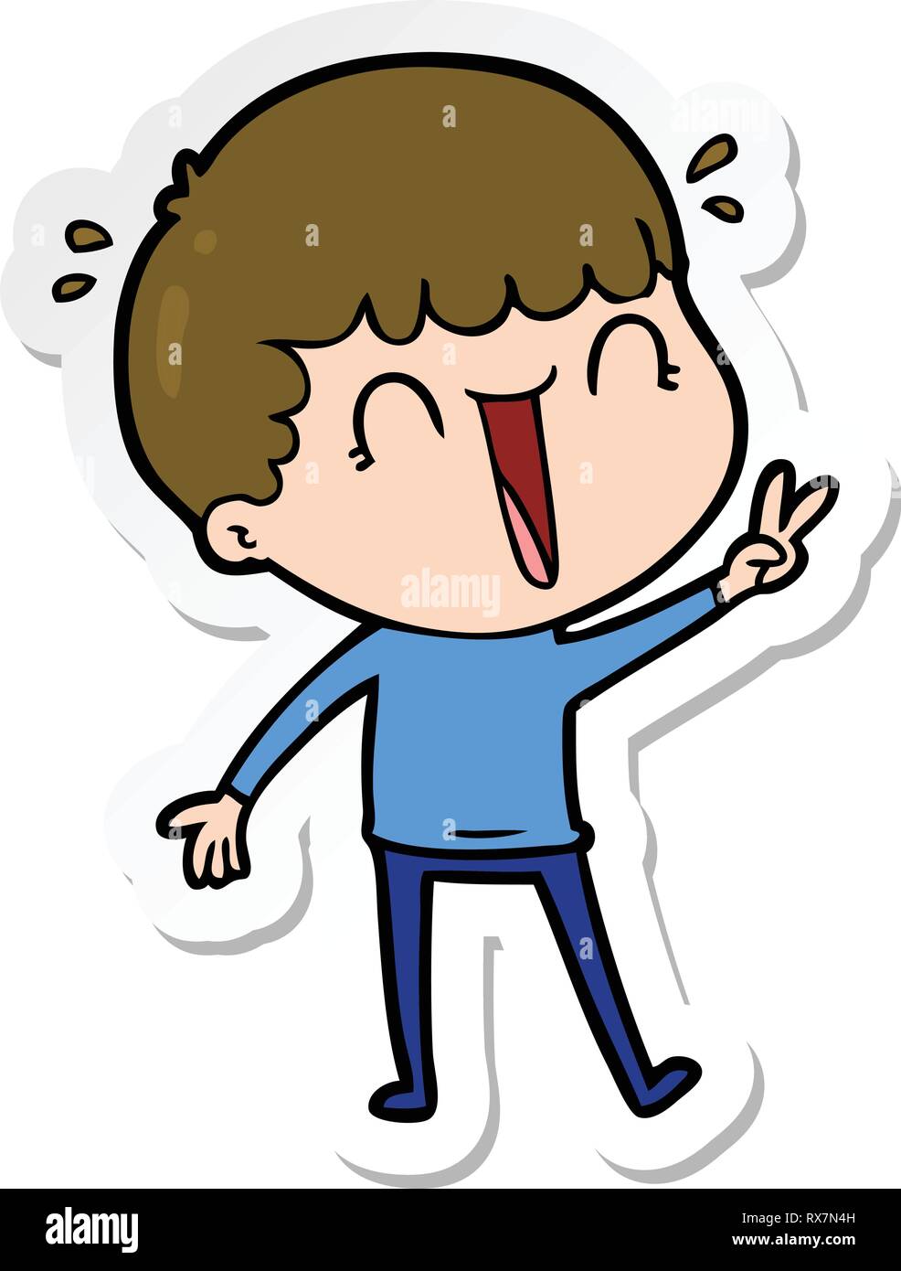 sticker of a laughing cartoon man Stock Vector Image & Art - Alamy