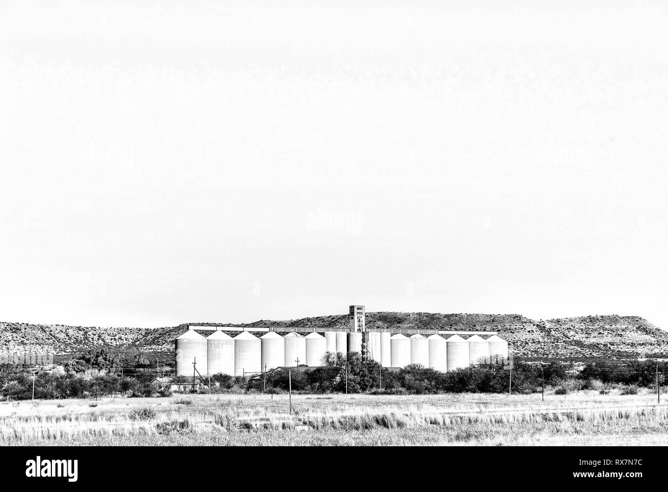 BRANDFORT, SOUTH AFRICA, AUGUST 2, 2018: Grain silos at Brandfort in ...
