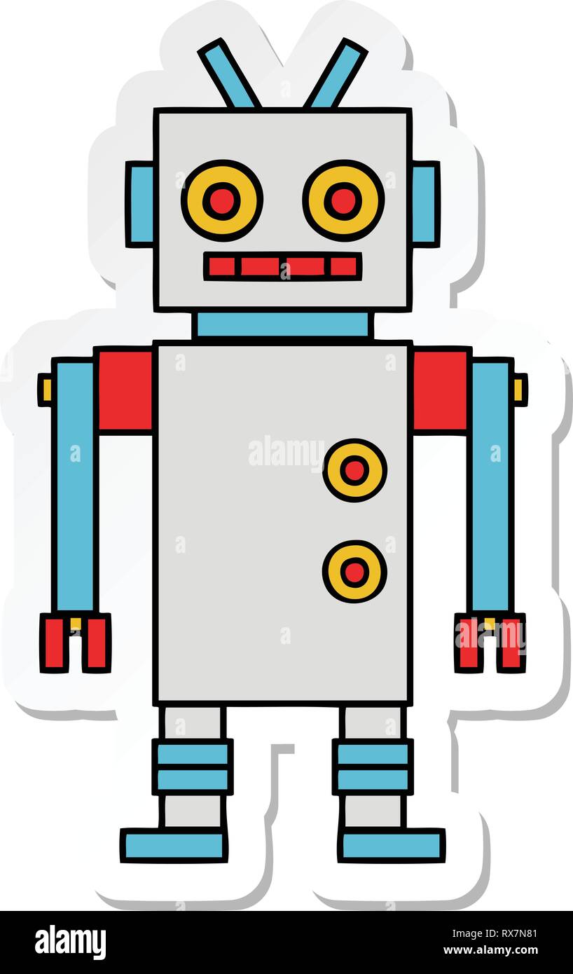 sticker of a cute cartoon dancing robot Stock Vector Image & Art - Alamy