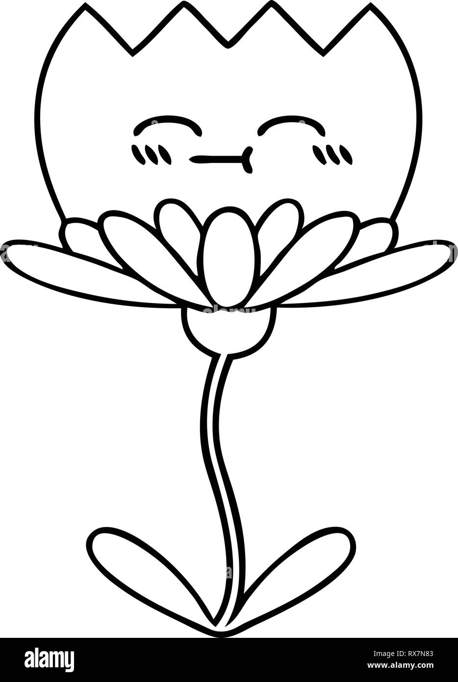 line drawing cartoon of a flower Stock Vector Image & Art - Alamy