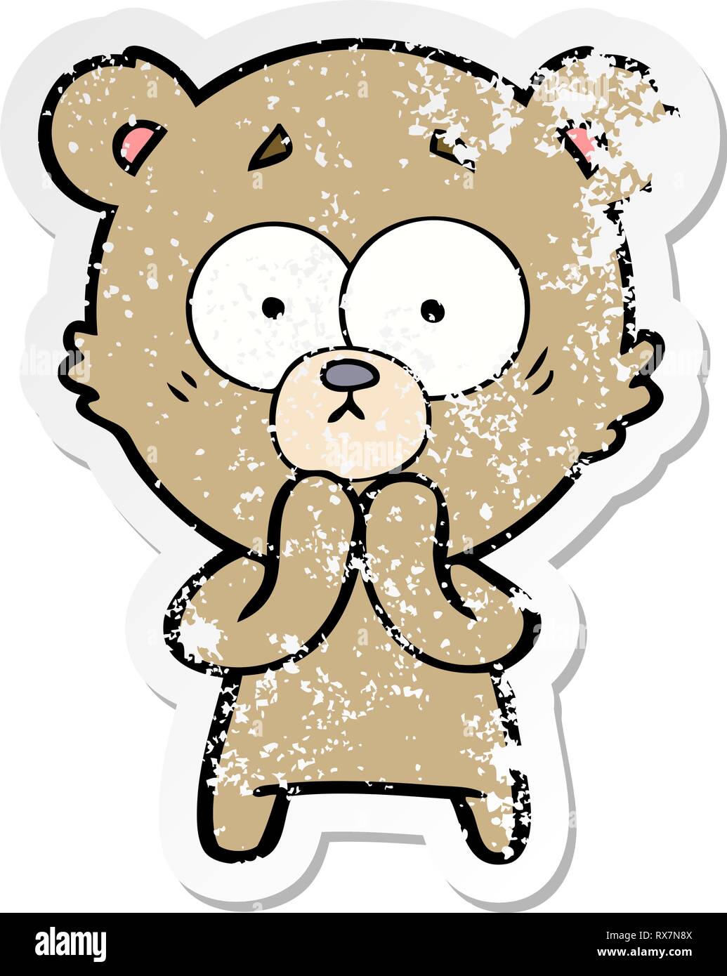 distressed sticker of a worried bear cartoon Stock Vector Image & Art ...