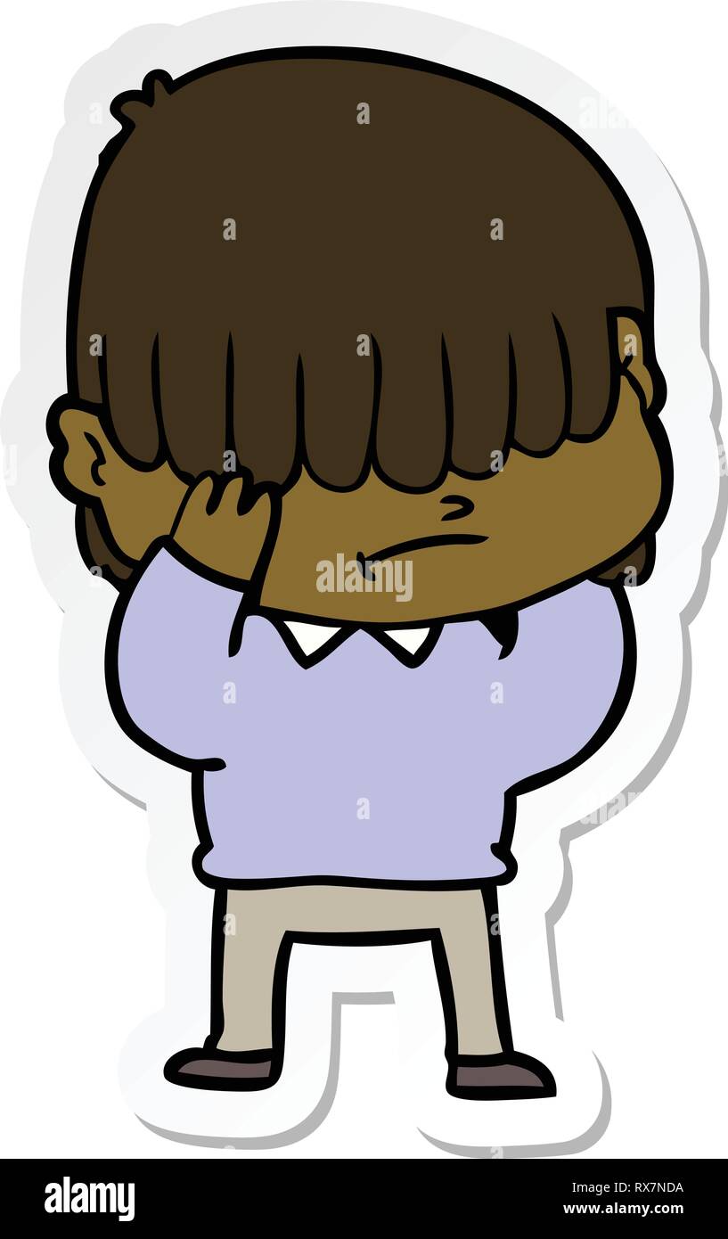 sticker of a cartoon boy with untidy hair Stock Vector Image & Art - Alamy