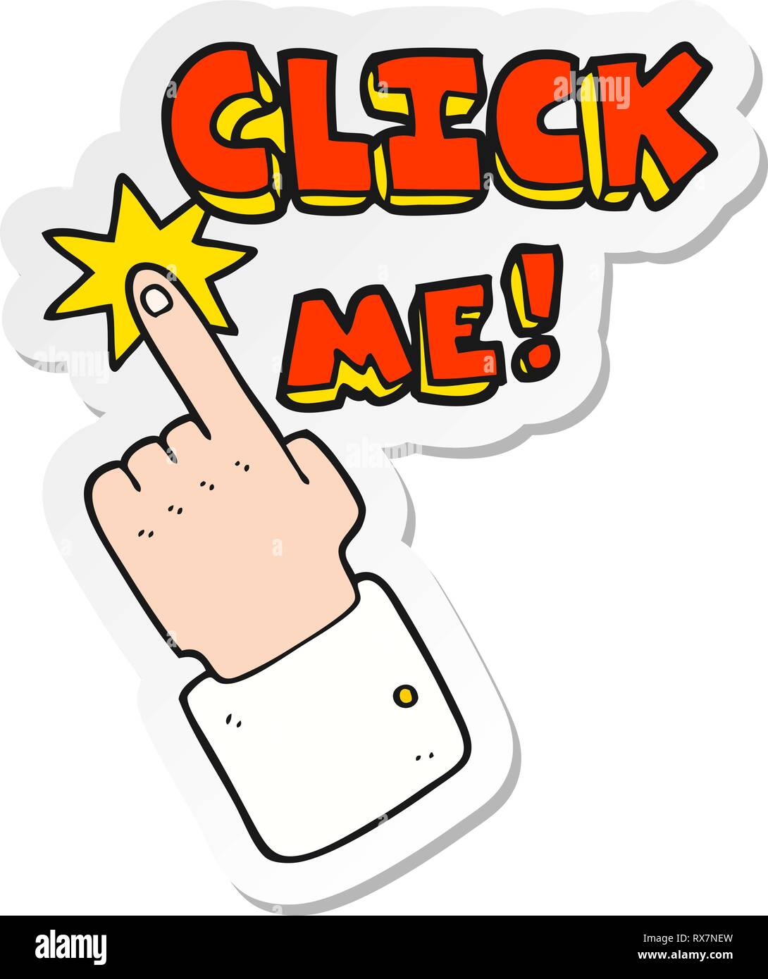sticker of a click me cartoon sign Stock Vector Image & Art - Alamy