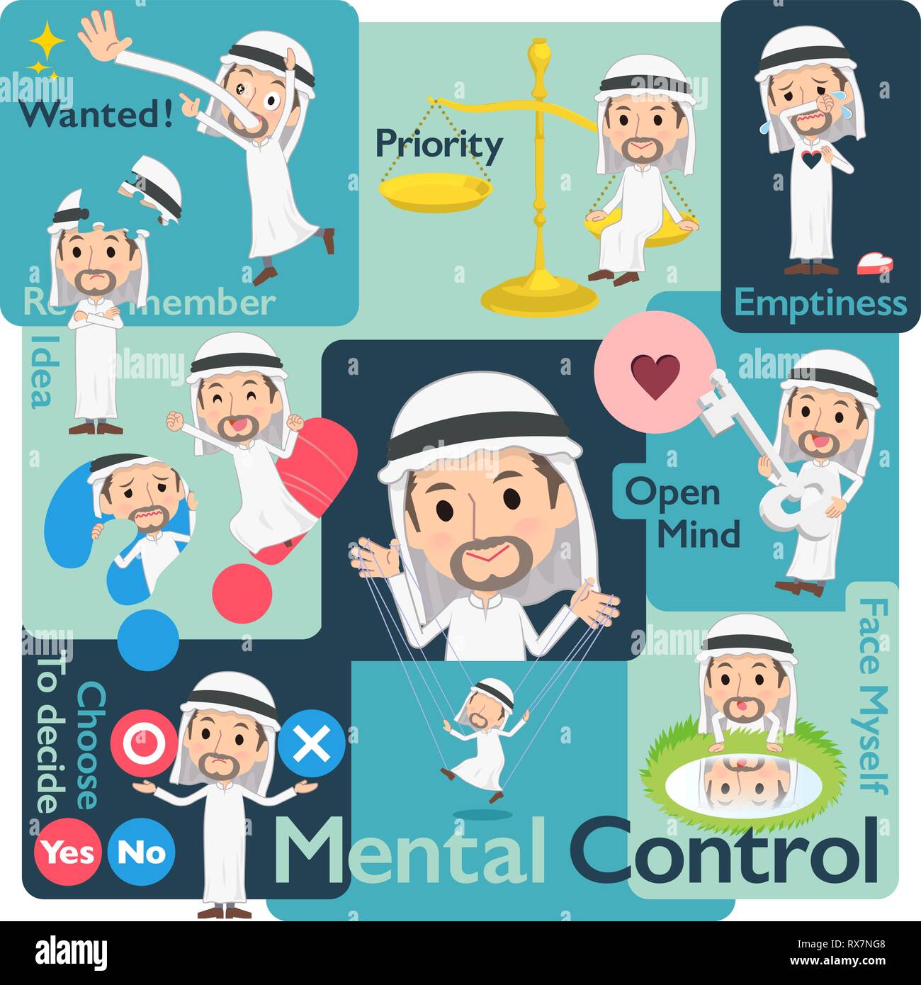 A set of Arabian men who control emotions.A variety of image ...