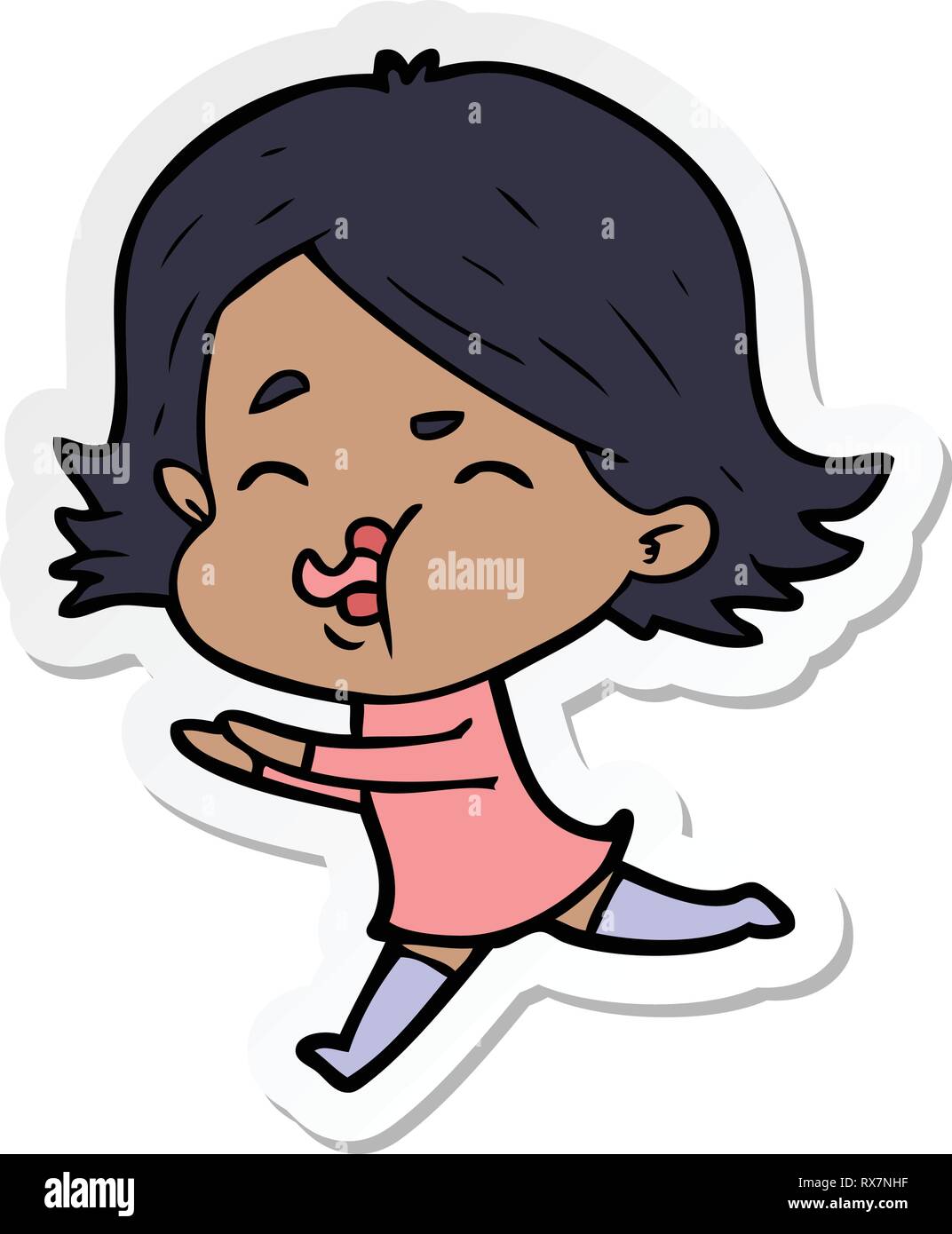 sticker of a cartoon girl pulling face Stock Vector Image & Art - Alamy