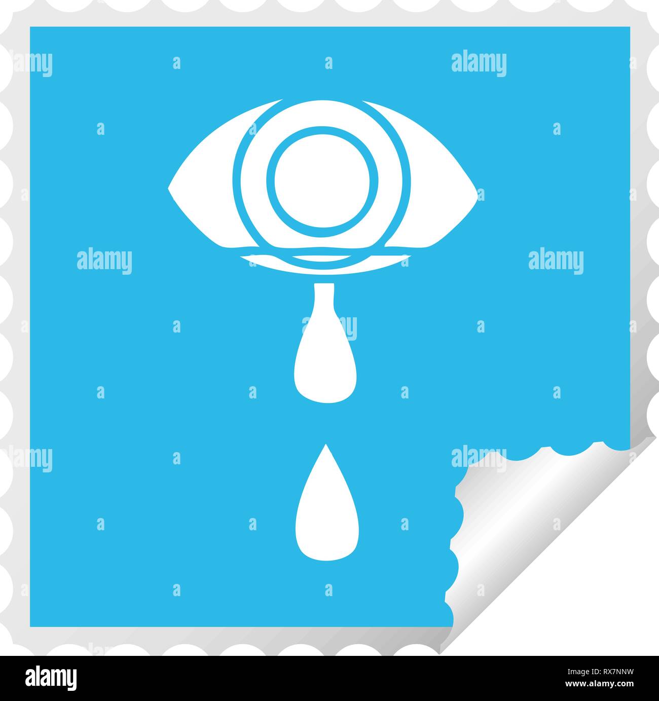 square peeling sticker cartoon of a crying eye Stock Vector Image & Art ...